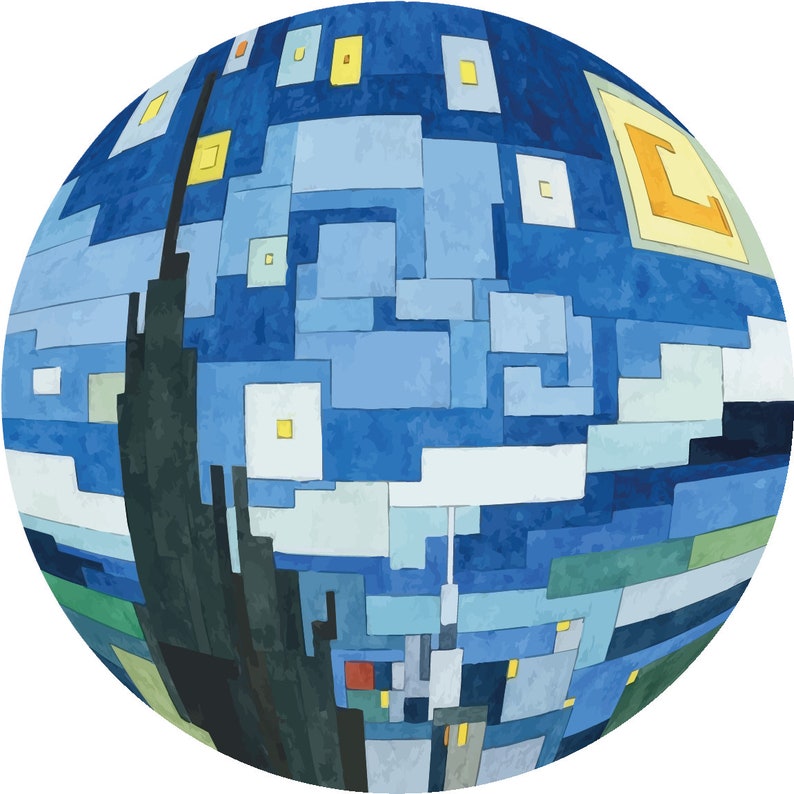 The Starry Night SVG 2 Different File Digital Illustration, Water Color ...