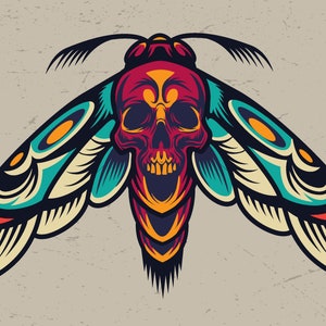 Colorful Scary Moth Butterfly Skull Moth Scary Moth Moth - Etsy