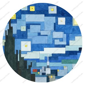 The Starry Night SVG 2 Different File Digital Illustration, Water Color ...