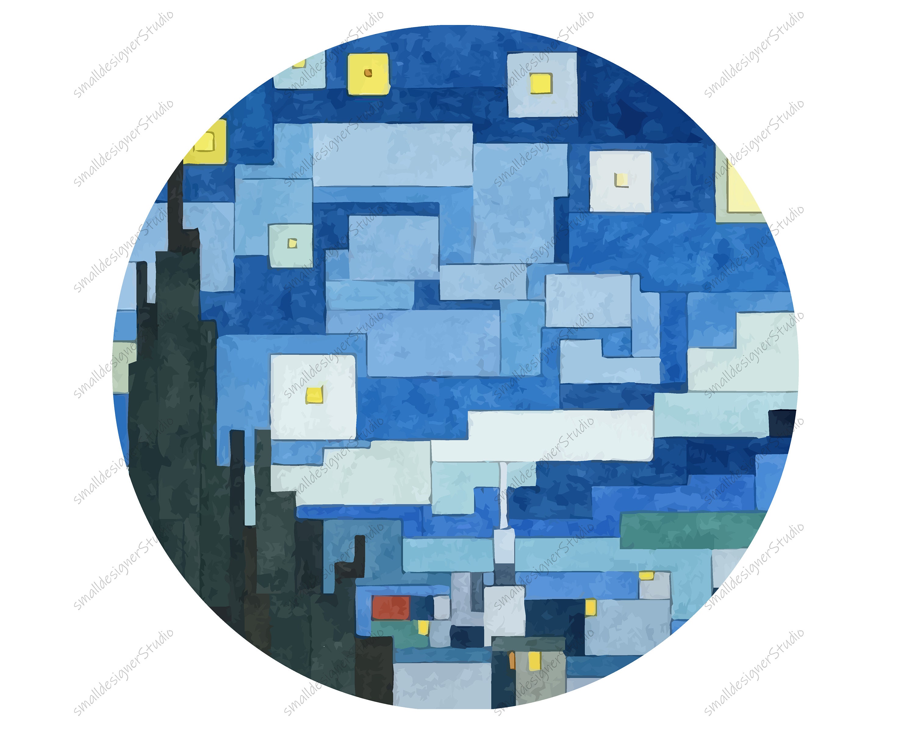 The Starry Night SVG 2 Different File Digital Illustration, Water Color ...