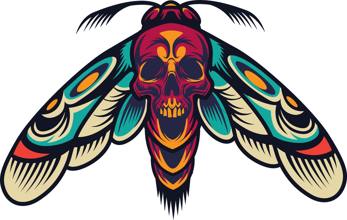 Colorful Scary Moth Butterfly Skull Moth Scary Moth Moth - Etsy