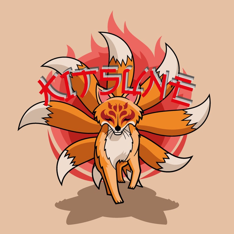 Kitsune Clipart 9 Tailed Fox Kitsune T Shirt Design Kitsune Etsy