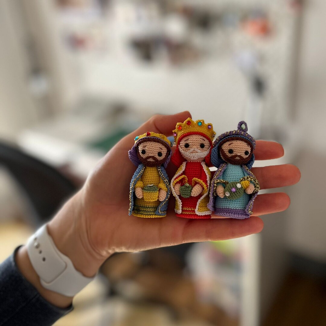 Crochet Three Wise Men, Miniature Nativity Set Doll, Amigurumi Toy - Etsy