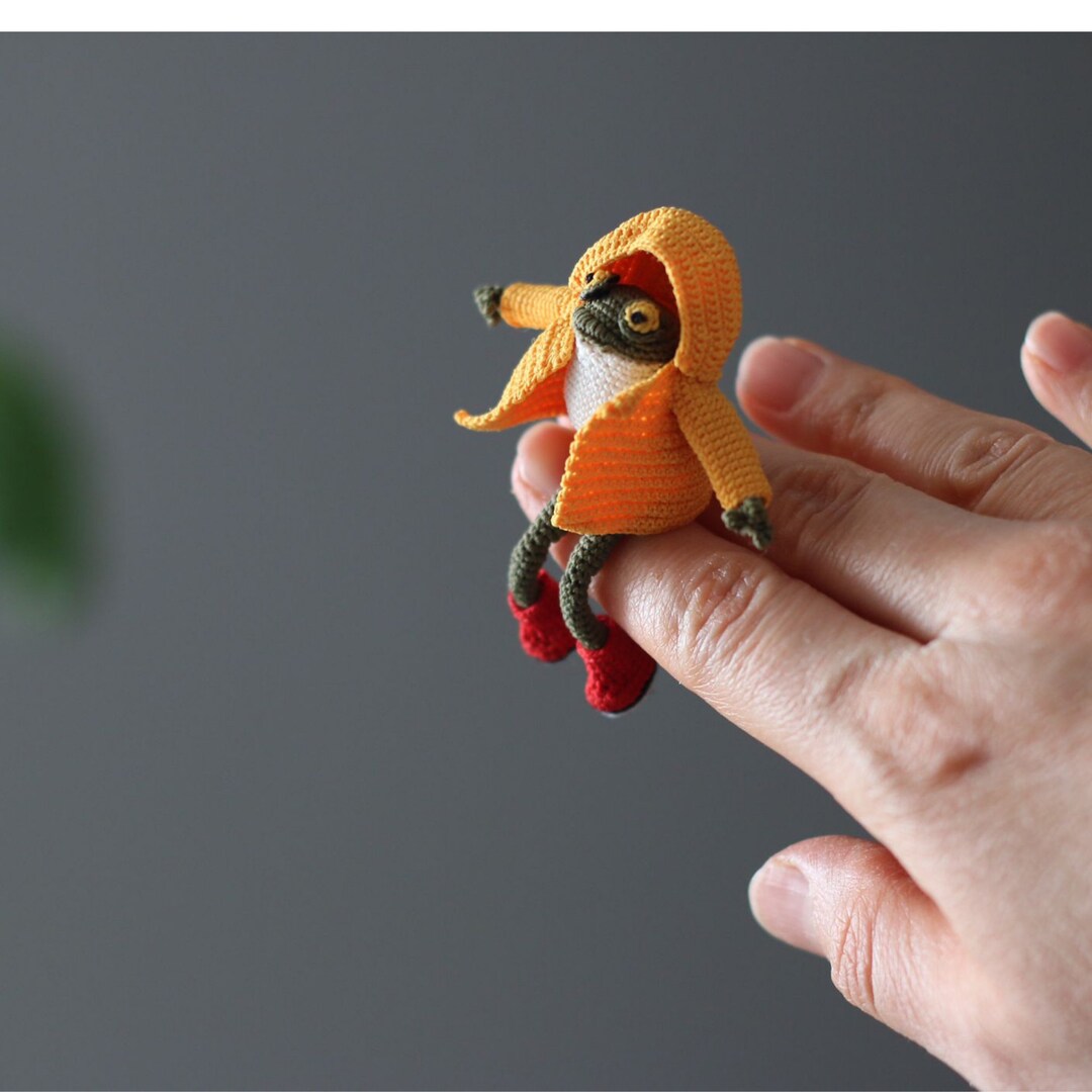 Miniature Handmade Amigurumi Frog With Yellow Raincoat and Red Boots - Etsy