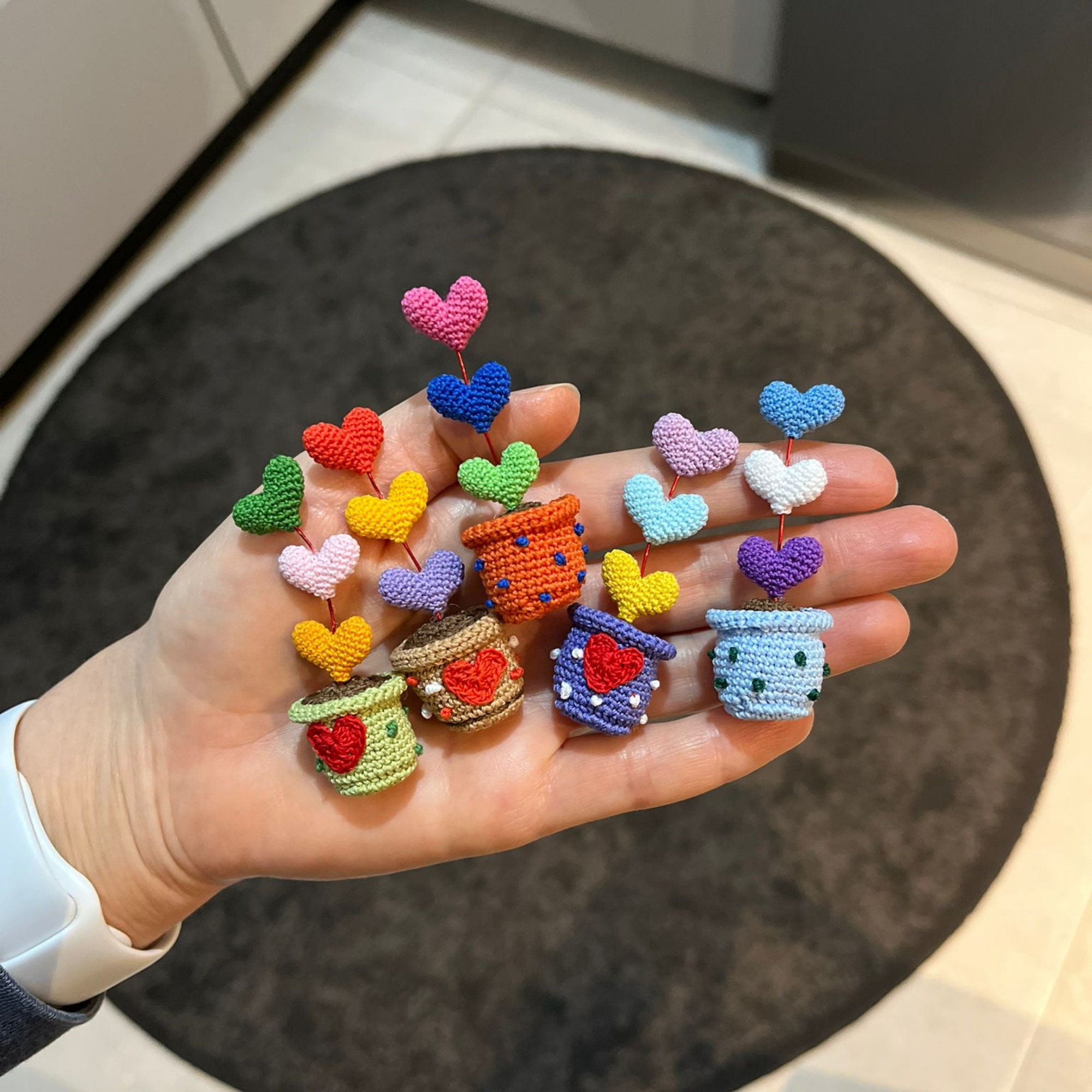 Miniature Crochet Flowers,handmade Amigurumi Valentine's Day Gift ...