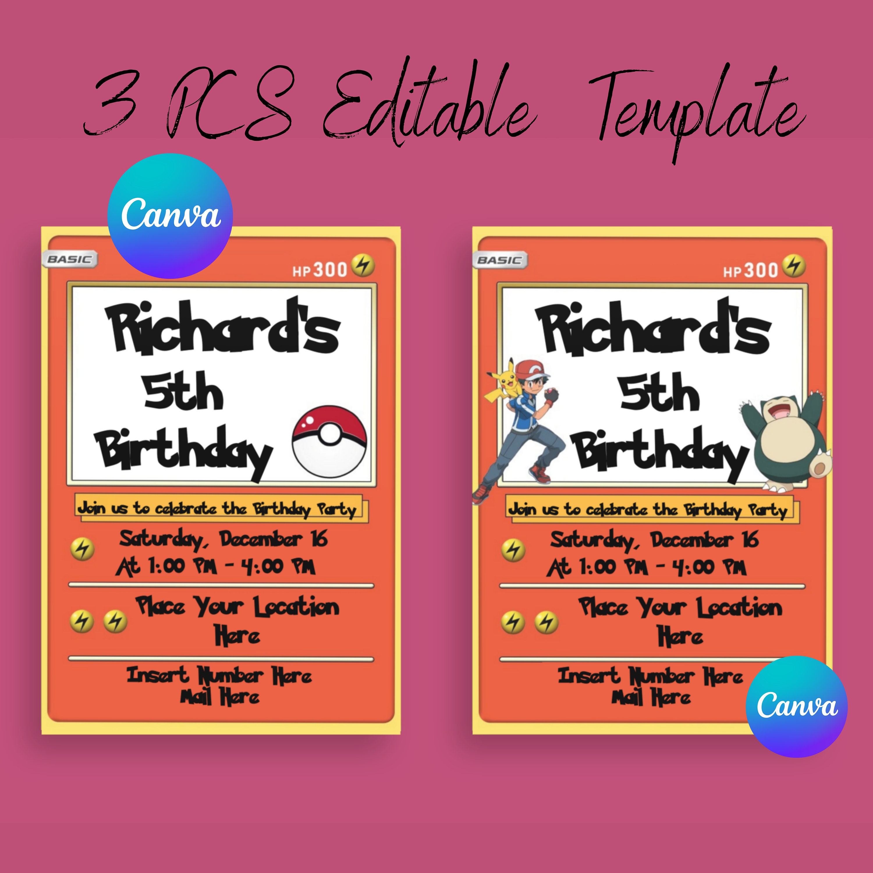 Editable Pokemon Birthday Invitation Pokemon Birthday Party - Etsy