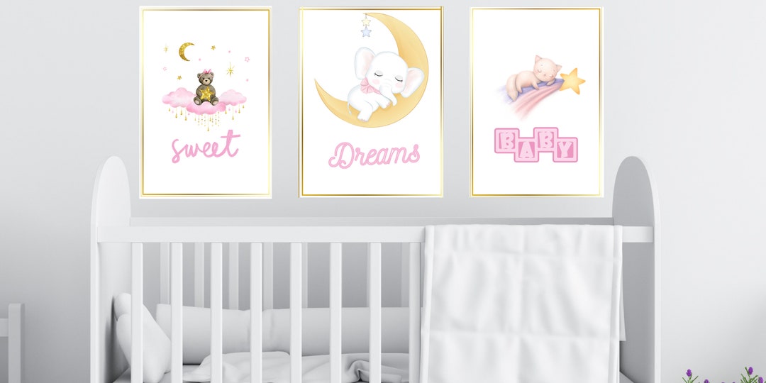 Set of 3 Nursery Signs, Baby Room Wall Art, Sweet Dreams Baby, Kids ...