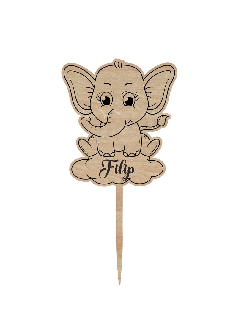 Baby Elephant Cake Topper Svg L Laser Cut File SVG L Wood Birthday ...