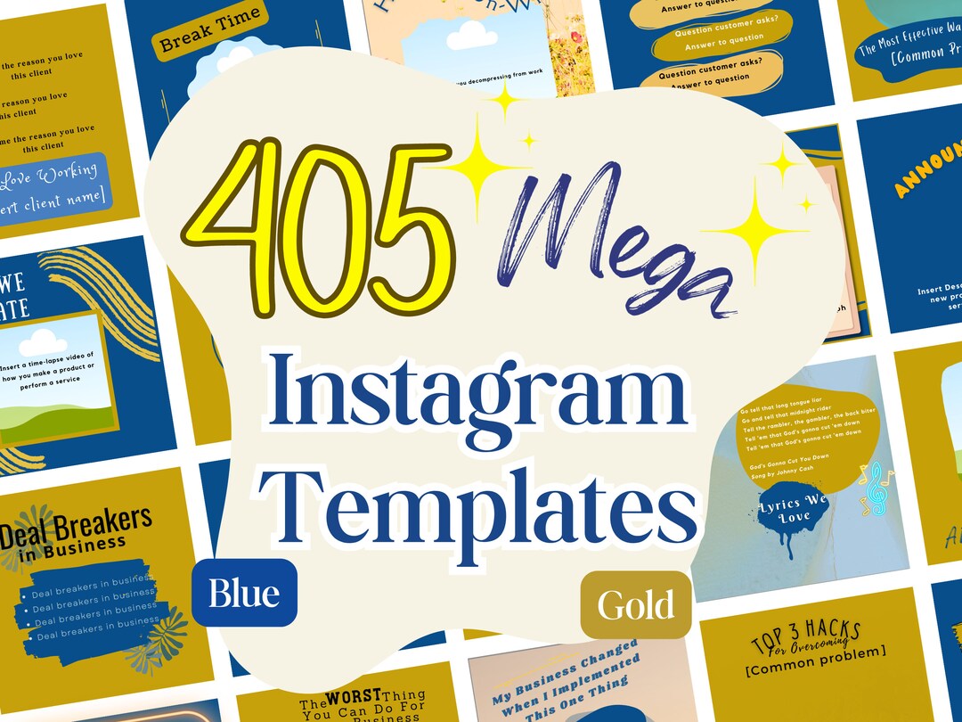 Blue and Gold Canva Template Blue and Gold Instagram - Etsy