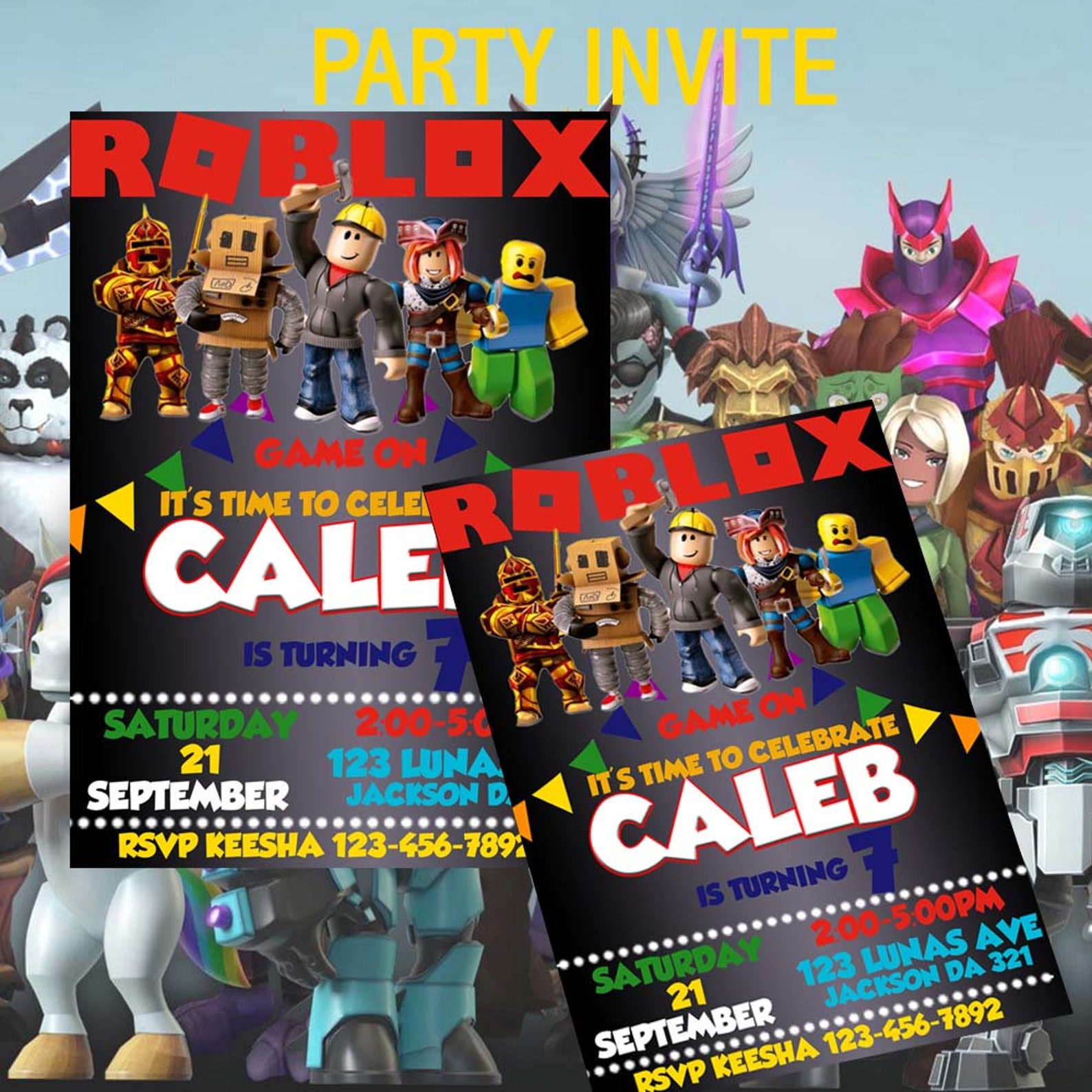 Roblox Party Invite - Etsy