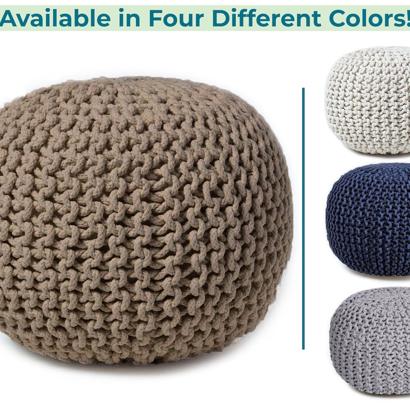 Cotton Knit Pouf Ottoman - Etsy