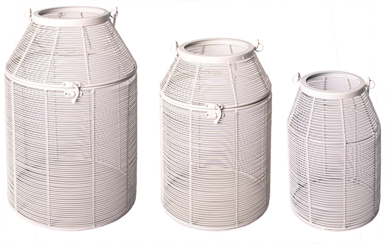 White Metal Three Lantern Set: Indoor/outdoor Decor, Milk Can Design - Etsy