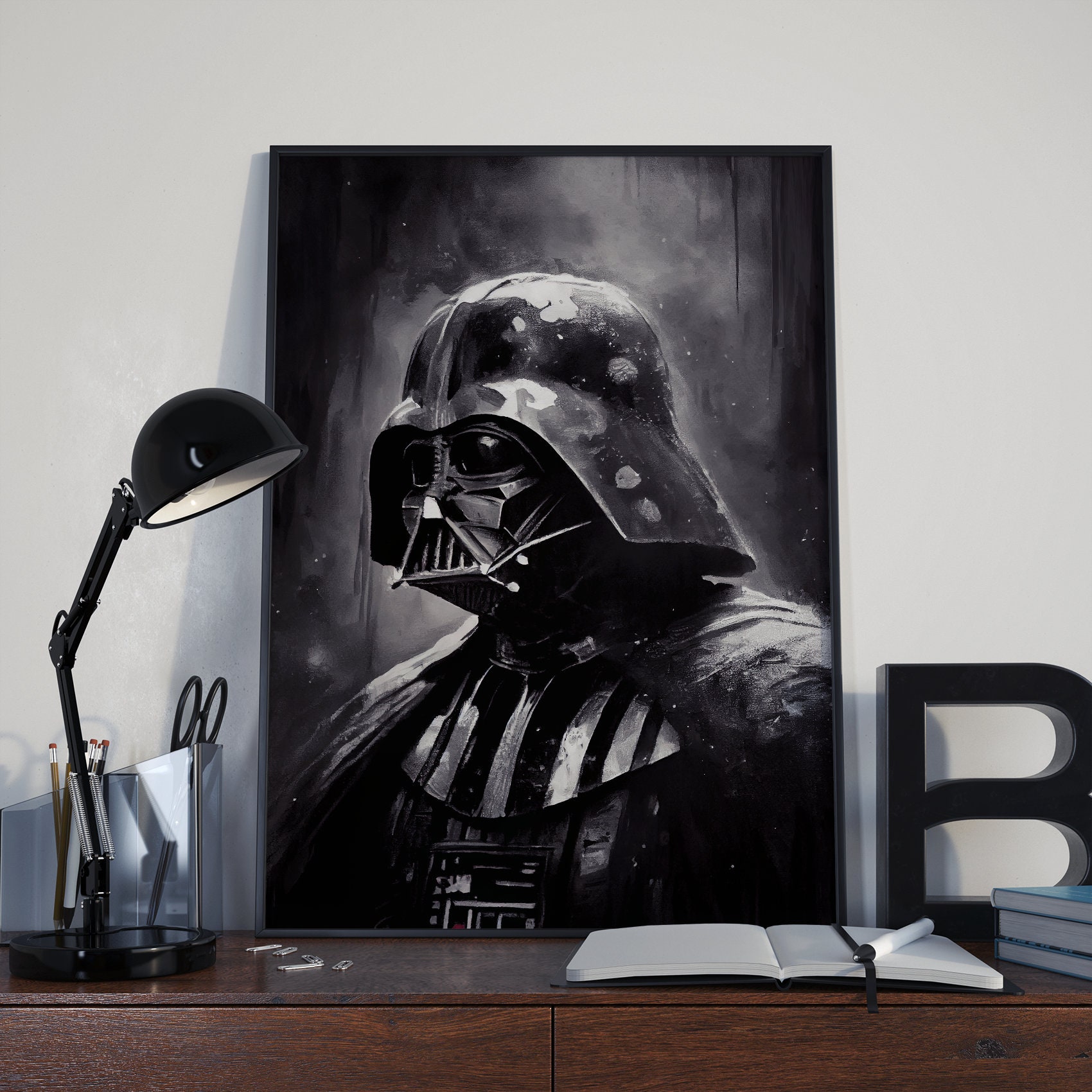 Charcoal Darth Vader Print, Printable Home Decor, Movie Printable ...