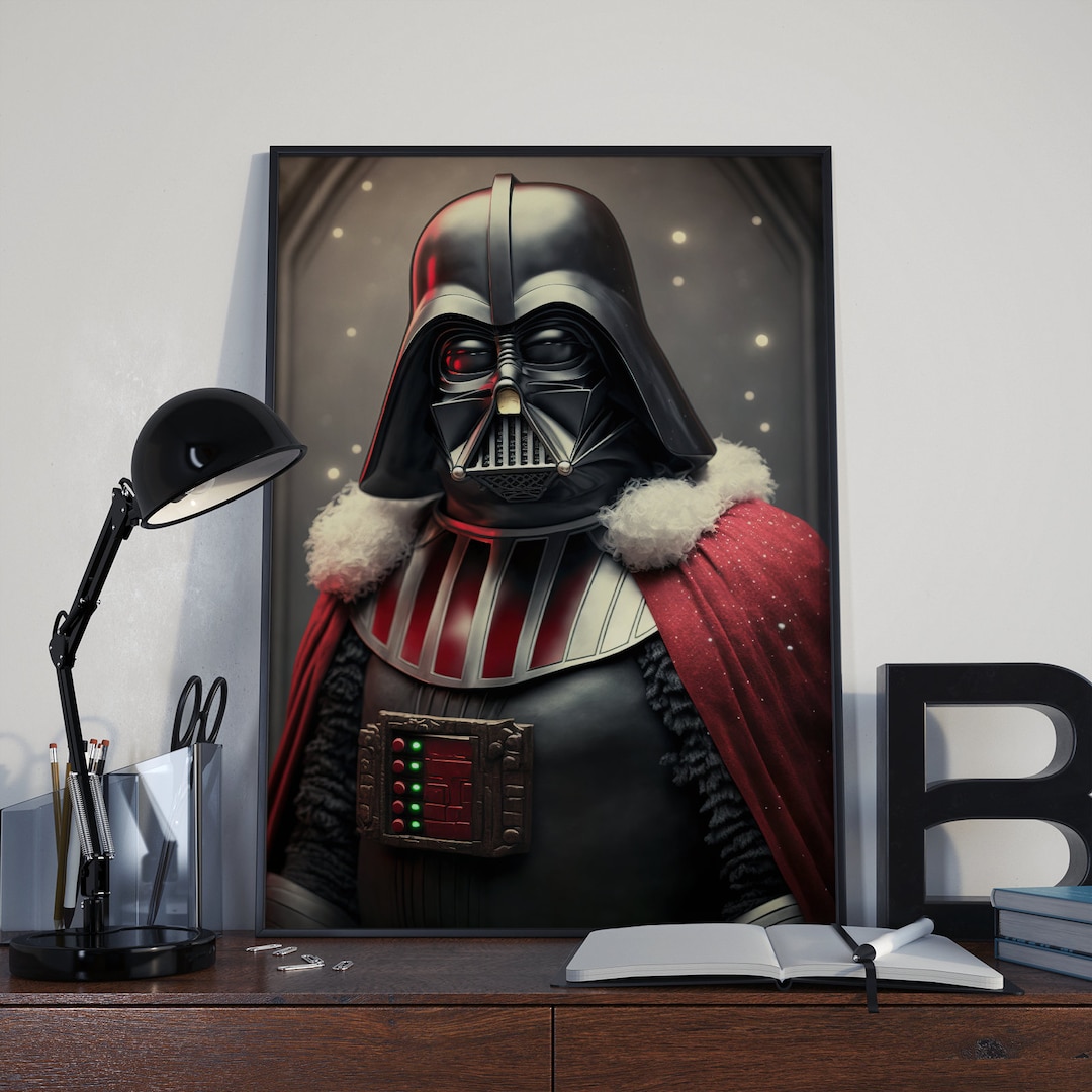 Festive Darth Vader Print, Xmas Printable Home Decor, Christmas Wall ...