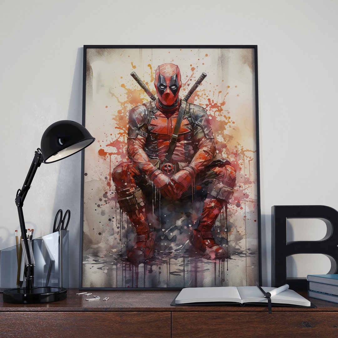 Deadpool Impressionist Watercolor Artwork Download Printable - Unique ...