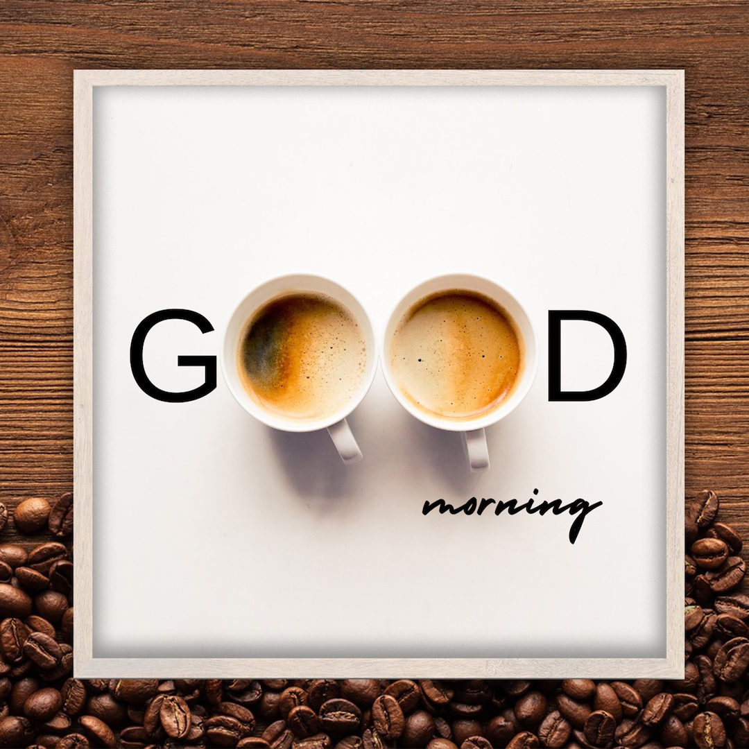 Good Morning Coffee Cups Photo Minimalist Art Print Poster Digital ...