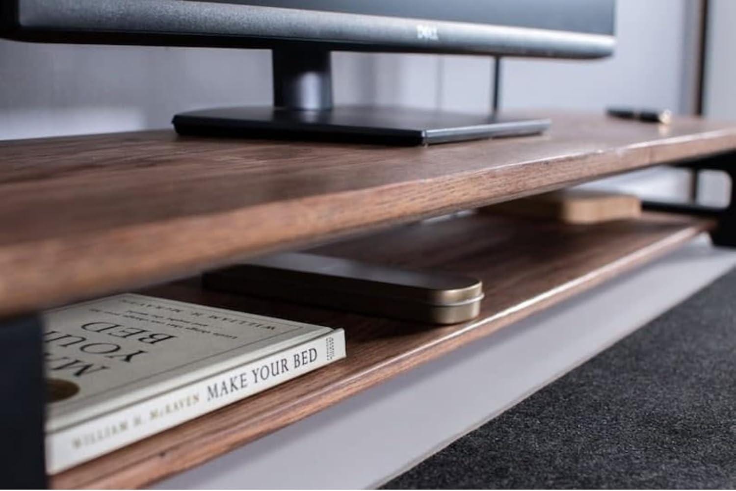 Premium Wooden Monitor Stand With Storage Ergonomic Desk Organizer for ...