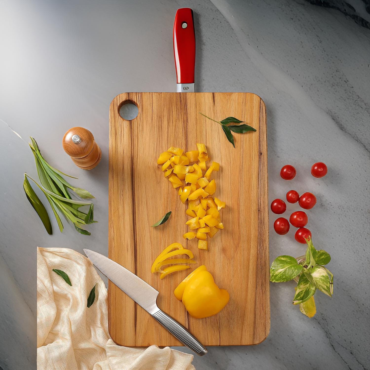 Premium Teak Wood Chopping Board for Kitchen Rectangular Cutting Board ...