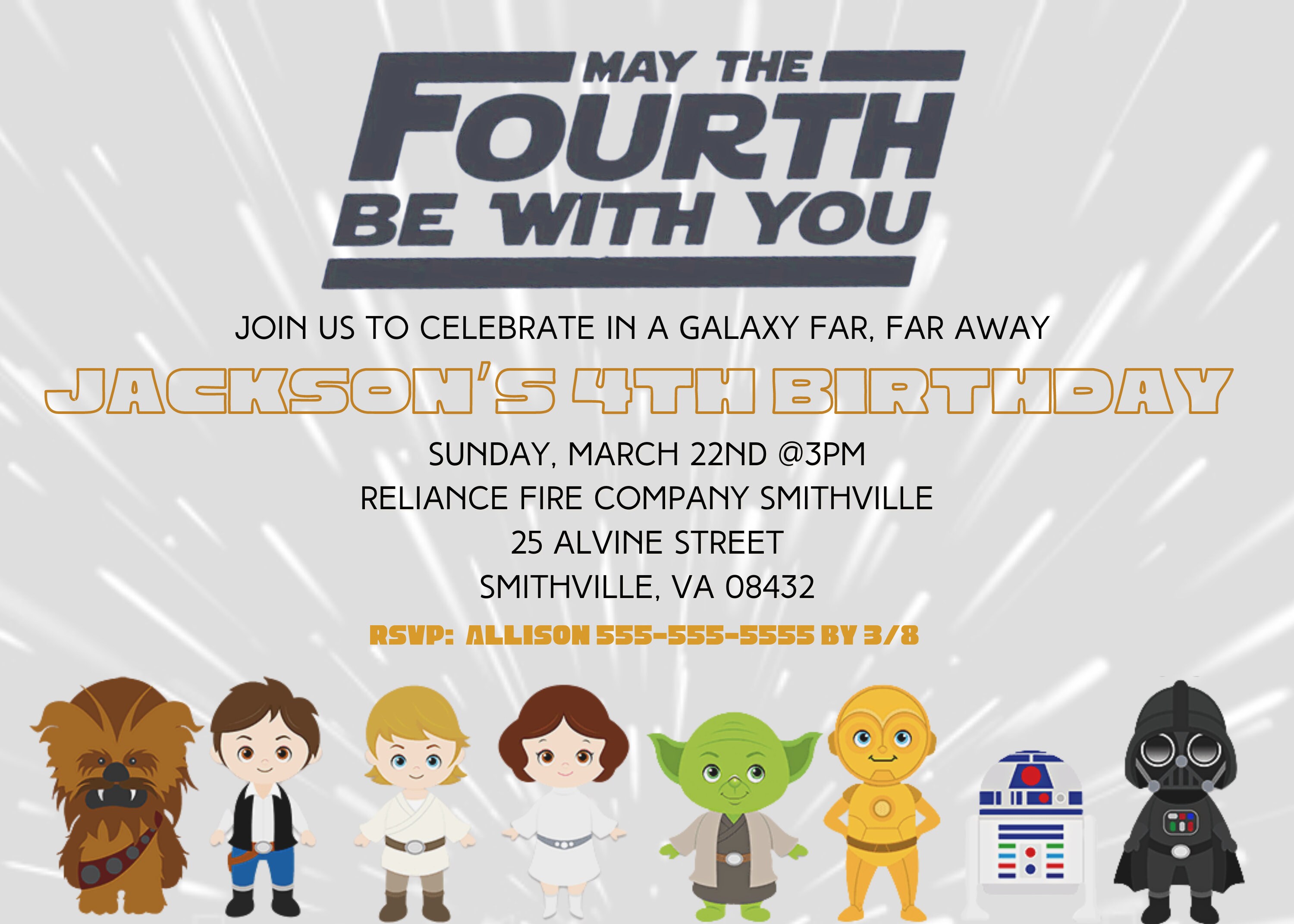 Star Wars Fourth Birthday Invitation May the Fourth Be With - Etsy