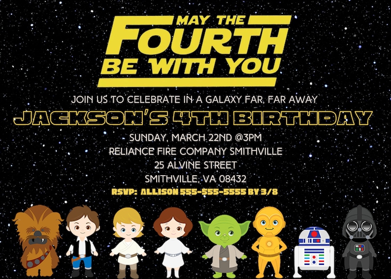 Star Wars Birthday Invitation, May the Fourth Be With You, 4th Birthday ...
