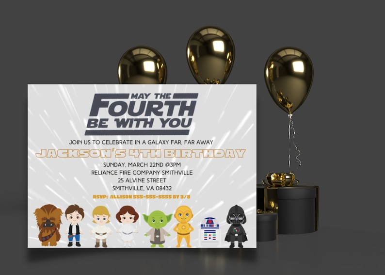 Star Wars Fourth Birthday Invitation May the Fourth Be With - Etsy