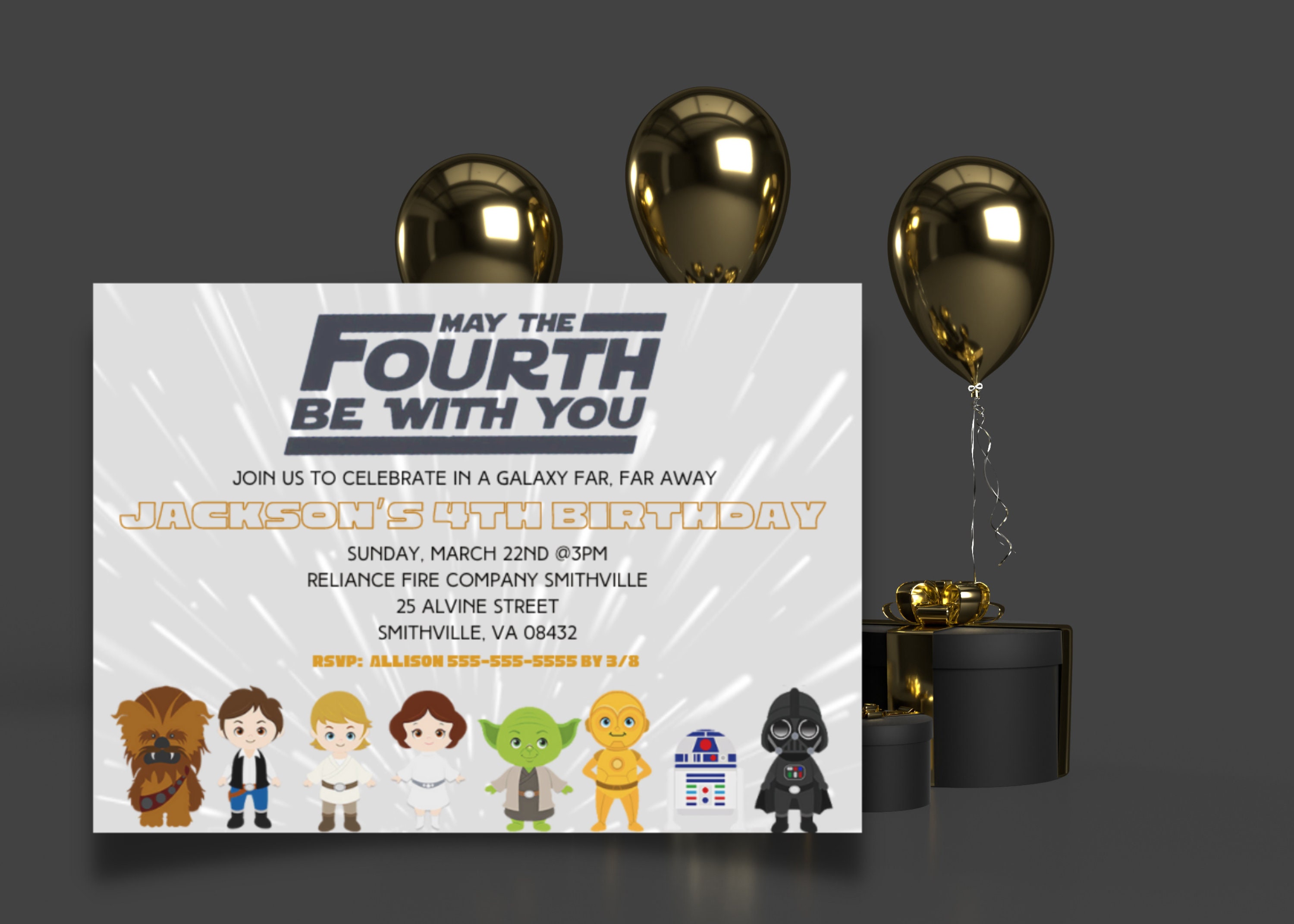 Star Wars Fourth Birthday Invitation May the Fourth Be With - Etsy