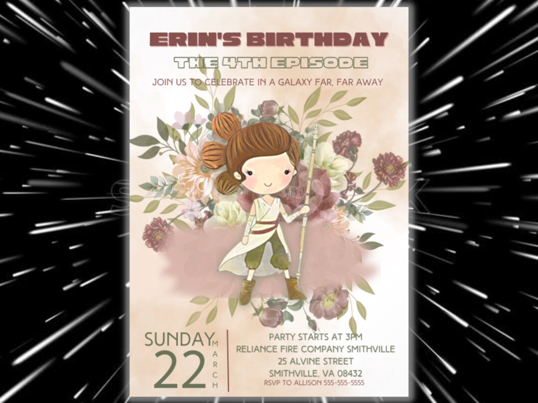 Invitación de cumpleaños de Star Wars, fiesta de Star Wars para niñas ...