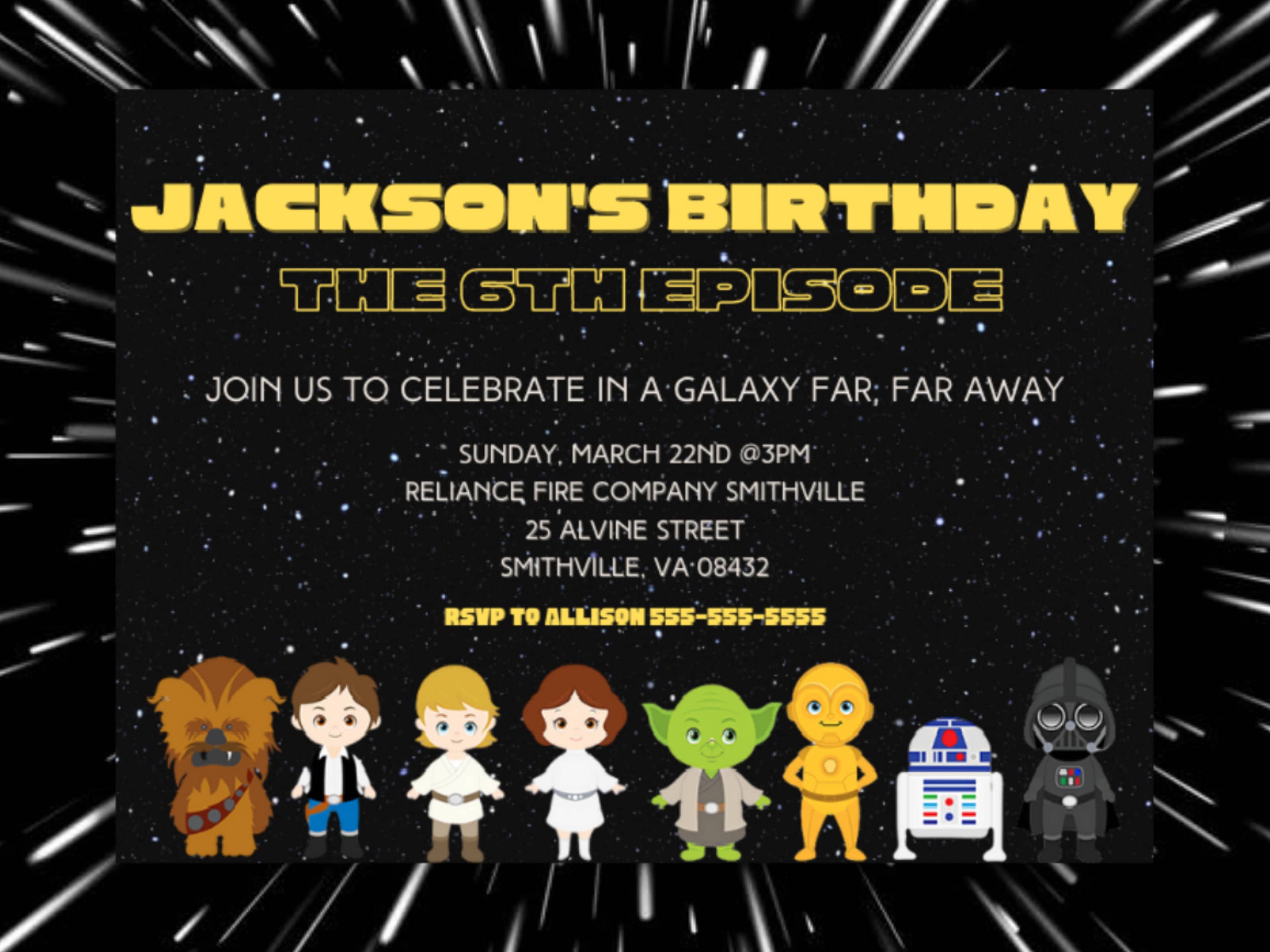 Star Wars Birthday Invitation, Star Wars Birthday Party, Star Wars ...