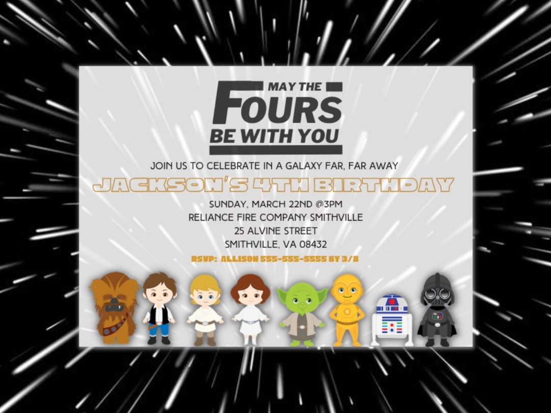 Star Wars Birthday Invitation, Twin Star Wars Party, May the Fours ...