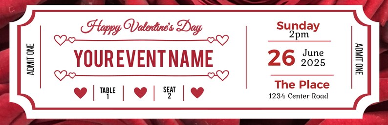Editable Valentines Day Gift Event Ticket, Surprise Ticket Template ...