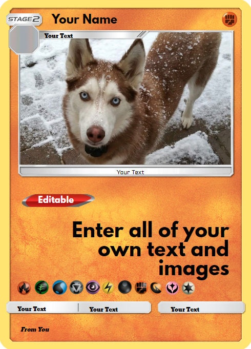 Create Your Own Pokemon Card Gift, Editable PTCG Card, Instant Download ...