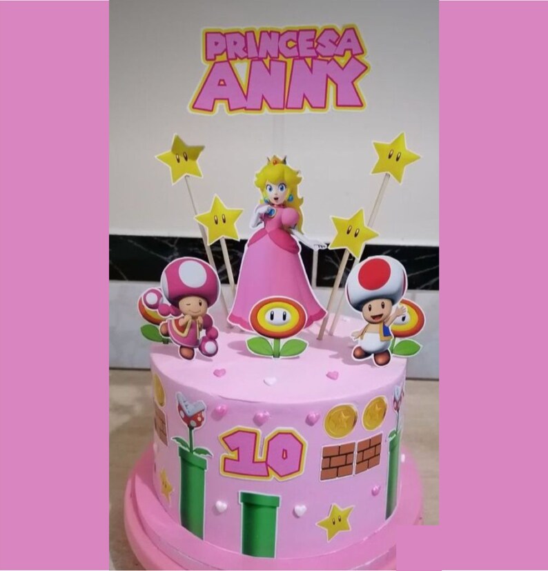 PRINCESS PEACH Caketopper, Mario Birthday Cake Topper, Princess Peach ...