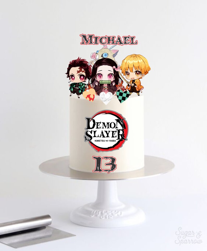 Demon Slayer Manga Anime Happy Birthday Cake Topper With Character ...