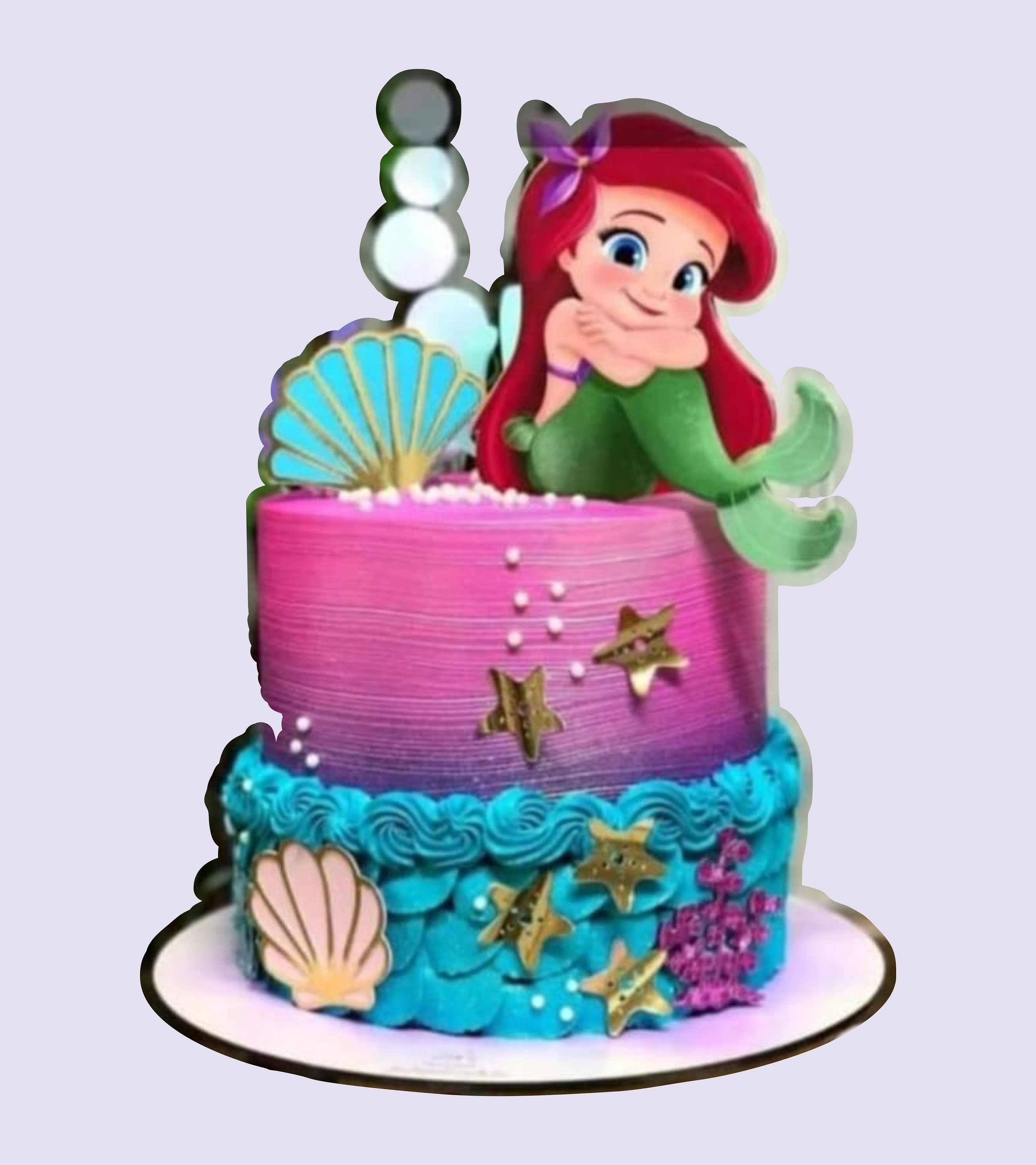 Printable Baby Mermaid Ariel Cake Topper, Little Mermaid Caketopper ...