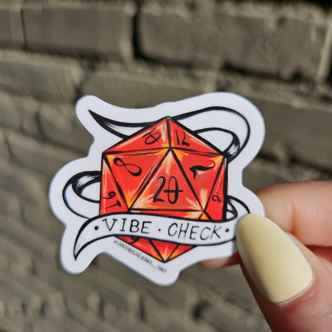 Vibe Check D20 Dnd Dungeons and Dragons Dice Art Drawing Sticker - Etsy