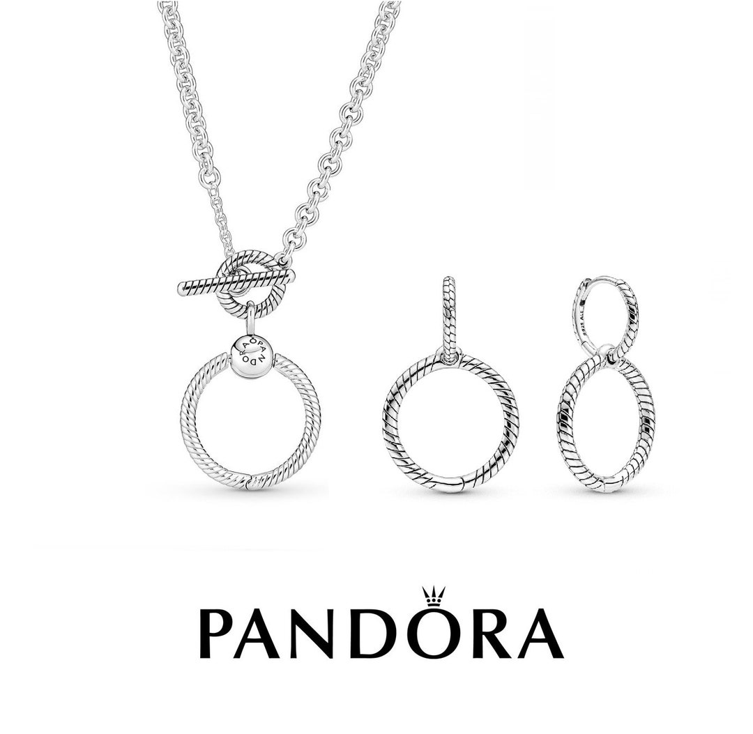Pandora Jewellery Gift Set Necklace and Earrings Silver O - Etsy UK