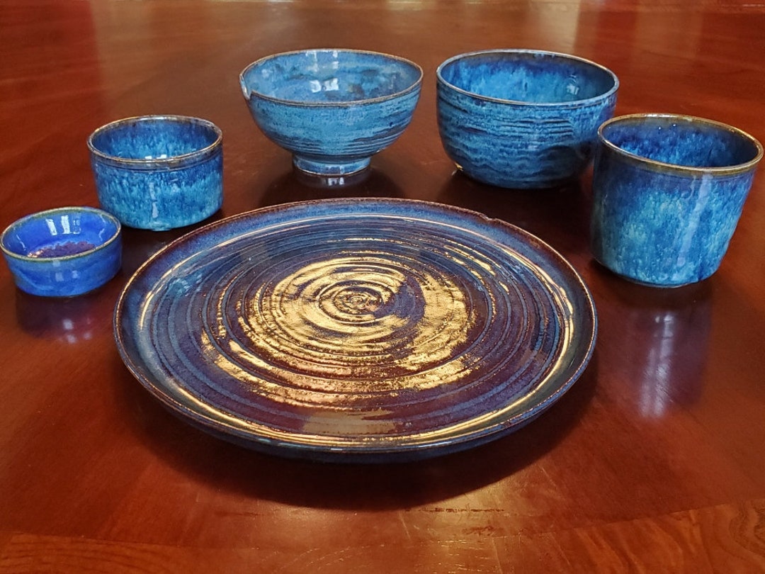 Handmade Cascading Blue Ceramics Set, St. John Original - Etsy