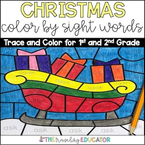 Christmas Color by Sight Words for 1st Grade and 2nd Grade - Christmas ...
