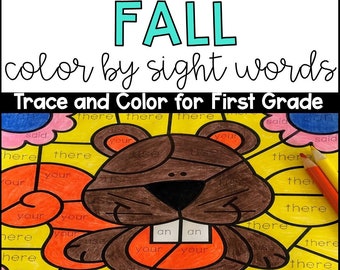 Fall Coloring Pages for Kids | Color by Letter | Color by Code - Etsy