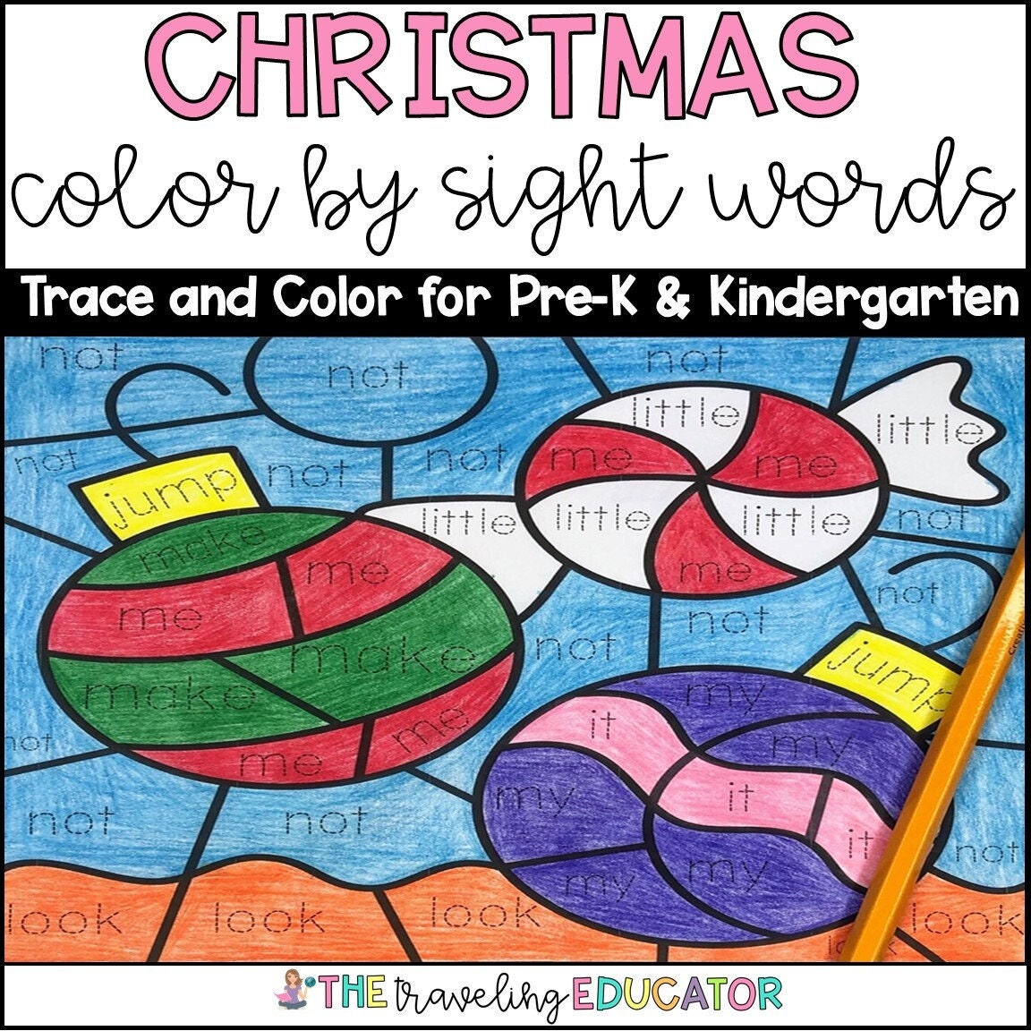 Christmas Color by Sight Words for Pre-kindergarten and Kindergarten ...