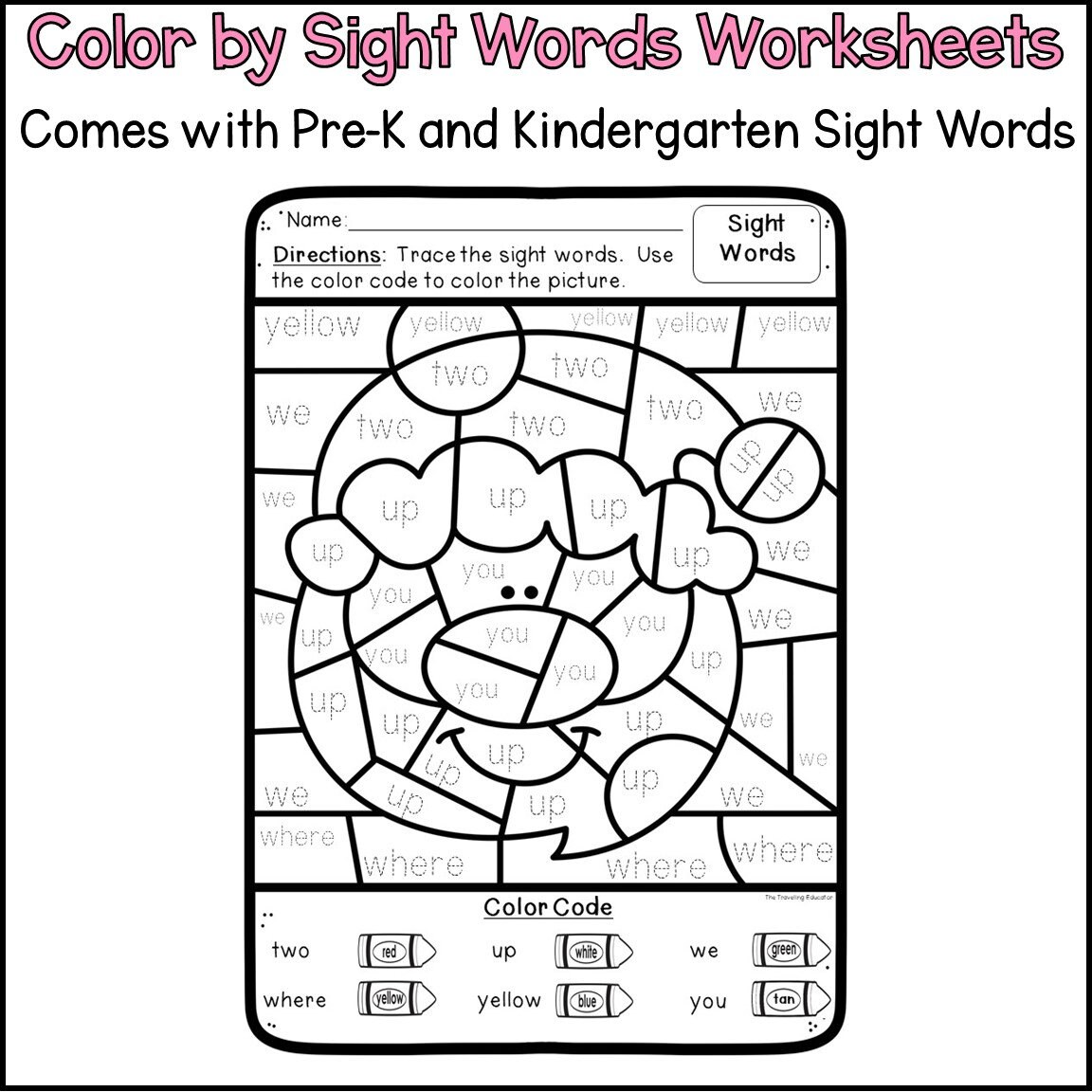 Christmas Color by Sight Words for Pre-kindergarten and Kindergarten ...