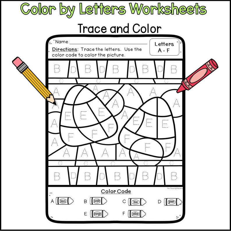 Fall Coloring Pages for Kids Color by Letter Color by Code - Etsy