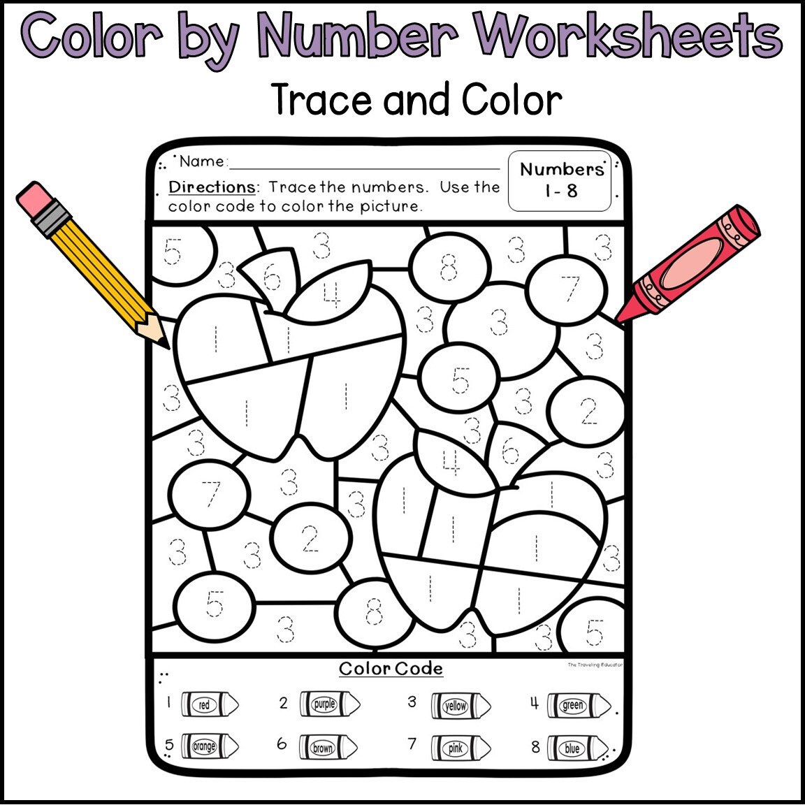 Fall Coloring Pages for Kids Color by Number Color by Code - Etsy