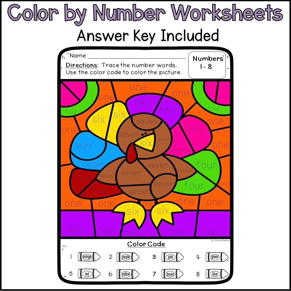 Thanksgiving Coloring Pages - Thanksgiving Color by Numbers - Etsy