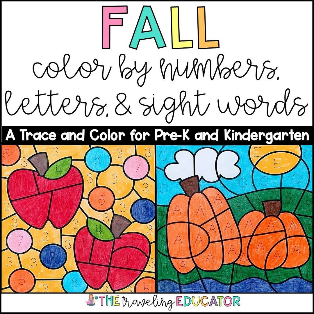 Fall Coloring Pages for Kids | Color by Sight Words, Letters, and ...
