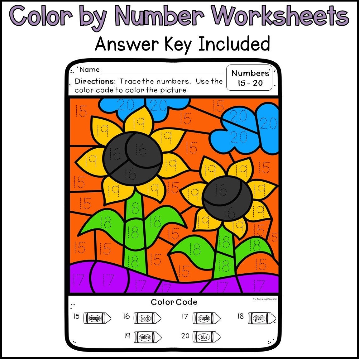 Fall Coloring Pages for Kids Color by Number Color by Code - Etsy