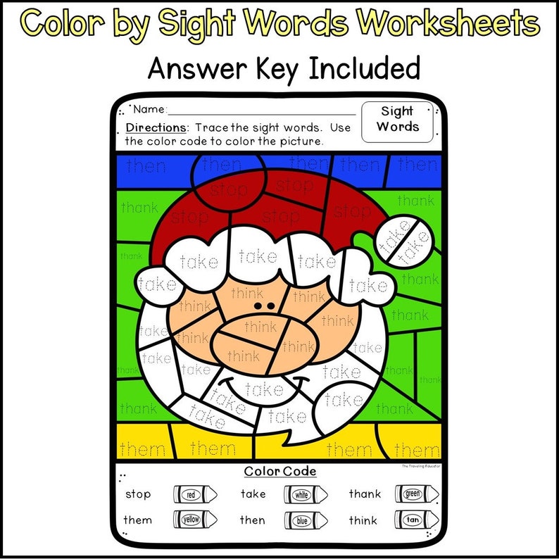 Christmas Color by Sight Words for 1st Grade and 2nd Grade - Christmas ...