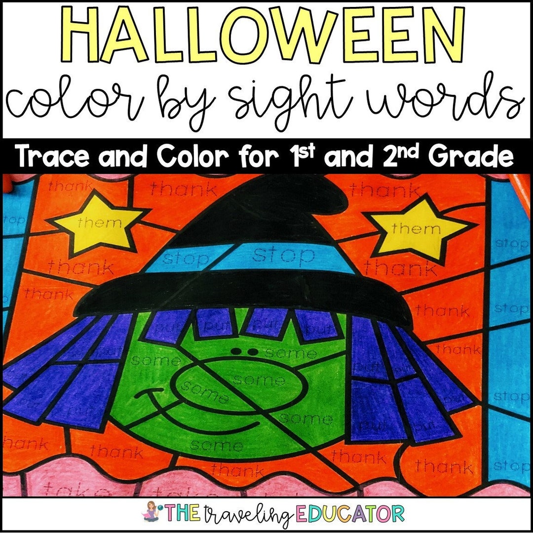 Halloween Coloring Pages for Kids | Color by Sight Words for 1st and ...