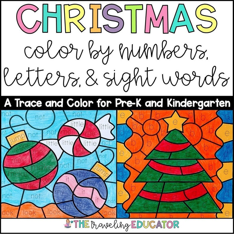 Christmas Color by Sight Words, Numbers, and Letters Christmas Coloring ...