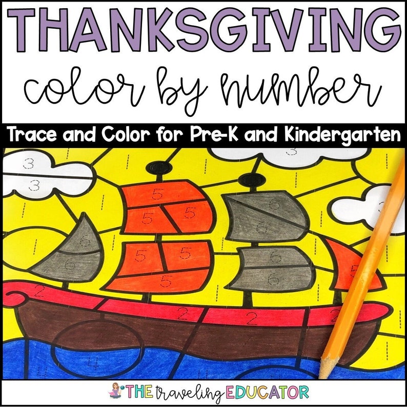 Thanksgiving Coloring Pages - Thanksgiving Color by Numbers - Etsy
